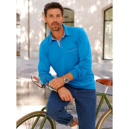 Marco Donati Herren Poloshirt "Langarm-Shirt", blau, Gr. 64, gemustert, kariert, unifarben, 100% Baumwolle, Shirts
