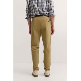 Bugatti Herren Bundfaltenhose "Tapered Fit"20, khaki, Gr. 40, unifarben, 97% Baumwolle, 3% Elasthan, Hosen, aus Luxury Pima Cotton Feincord
