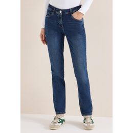 Slim-fit-Jeans Cecil, Damen, Gr. 28, L&auml;nge 32, mid blau wash, Jeans, 97% Baumwolle, 3% Elasthan, unifarben, normal, Jeans Slim-fit-Jeans, aus Baumwolle mit Stretchanteil