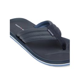Tommy Hilfiger Herren Zehentrenner "COMFORT PADDED PERF BEACH SANDAL", Gr. 41dunkelblau, Lederimitat, Textil, Schuhe, Sommerschuh, Strandschuh mit