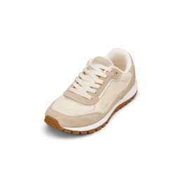 Marc O'Polo MARC O'POLO Damen Sneaker "aus Rindleder mit Strickeinsatz", Gr. 36, beige, Obermaterial: 80% Leder, 20% Polyester, unifarben, Schuhe