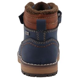 Tom Tailor M&auml;dchen Winterboots, Gr. 21dunkelblau, Lederimitat, kontrastfarbene Details, Schuhe, mit Klettverschluss
