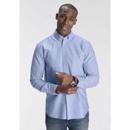 DELMAO Herren Langarmhemd, blau, Basic, Gr. XXL, unifarben, Web, Obermaterial: 100% Baumwolle, Hemden, in Oxford Qualit&auml;t