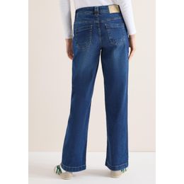 Cecil Damen Weite Jeans "NEELE"mid blau wash, Gr. 31, unifarben, Denim/Jeans, Obermaterial: 84% Baumwolle, 14% Polyester, 2% Elasthan. Futter: 52%