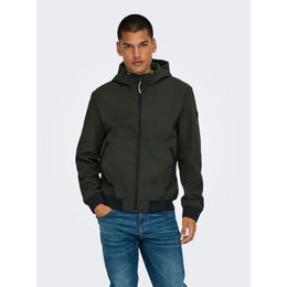 Only & Sons ONLY & SONS Herren Softshelljacke "ONSBOWIE SOFTSHELL BOMBER NOOS", gr&uuml;n, Gr. XL, Web, Obermaterial: 100% Polyester, Jacken