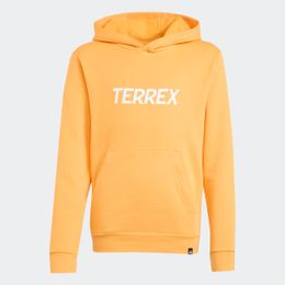 adidas terrex Kinder Kapuzensweatshirt "K MT LOGO HD"pure tangerine, Gr. 116, Obermaterial: 70% Baumwolle, 30% Polyester, Sweatshirts