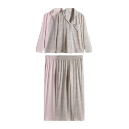 The Set Pyjama Damen Gr&ouml;&szlig;e XL ecru / grau / rosa Winterkleid