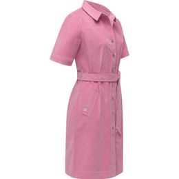 Ragwear Damen Cordkleid "Rozyna Cordy YOUMODO"rosa, Gr. XXL, Material: 98% Baumwolle, 2% Elasthan, Kleider, Kurz&auml;rmliges Kordkleid mit Hemdkragen