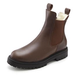 ELBSAND Damen Stiefelette "Chelseaboots, Stiefel, Boots, Winterstiefel, Schlupfstiefel", Gr. 42, braun, Obermaterial: 100% Rindsleder. Decksohle: