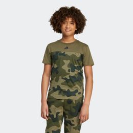 M&auml;dchen T-Shirt "J CAMO T"olive strata, schwarz, Gr. 140, adidas Sportswear, Obermaterial: 100% Baumwolle, Shirts