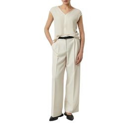 comma, COMMA Damen Blusenshirt, beige, Gr. 36, unifarben, Web, Obermaterial: 93% Viskose, 7% Elasthan, Shirts, Sommer-Top mit V-Ausschnitt, &auml;rmellos