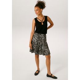 Aniston CASUAL Damen Minirock, grau, Gr. 36, bedruckt, gemustert, Single Jersey, Obermaterial: 95% Viskose, 5% Elasthan, R&ouml;cke, mit extravagantem