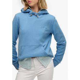 Superdry Damen Kapuzensweatshirt "Essential Logo Emb Hood Hb"blaubell, Gr. XL, unifarben, Sweatware, Obermaterial: 100% Baumwolle, Sweatshirts