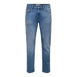 Only & Sons ONLY & SONS Herren Straight-Jeans "ONSWEFT REG. MBD 5094 TAI DNM NOOS"light medium blau denim detail:resin 3d, Gr. 33, Abriebeffekte, Denim/Jeans,