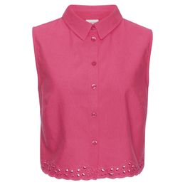 Lascana Damen Blusentop, pink, Gr. 34, unifarben, Web, Obermaterial: 49% Viskose, 43% Baumwolle, 8% Leinen, Blusen, mit H&auml;kelapplikation,