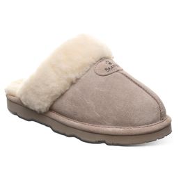 Bearpaw Damen Hausschuh "Loki", Gr. 38, beige, Veloursleder, Fellimitat, Basic, Schuhe, Home Slipper, Pantoffel mit Warmfutter