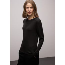 Street One Damen Strickpulloverschwarzest braun, Gr. 42, unifarben, Strick, Obermaterial: 60% Viskose, 40% Baumwolle, Pullover, mit Rippstruktur und