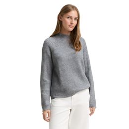 Damen Strickpullover, grau, Gr. XL, Tom Tailor Denim, meliert, Rippstrick, Obermaterial: 62% Polyacryl, 25% Polyester, 10% Baumwolle, 3% sonstige