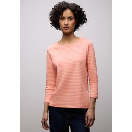 3/4-Arm-Shirt Street One, Damen, Gr. 40, light apricot, Web, 100% Baumwolle, gestreift, comfort fit normal, Rundhals, normaler Saum, Shirts 3/4-Arm-Shirt, mit 3/4 &Auml;rmeln