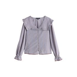 next Bluse Damen Gr&ouml;&szlig;e M hellblau / braun / cranberry / wei&szlig;