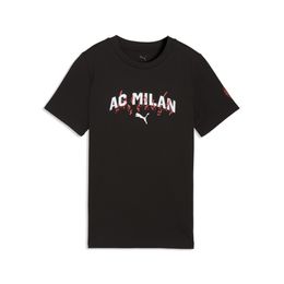 T-Shirt Puma "AC Milan ftblCulture T-Shirt Jugendliche", Jungen, Gr. 128, schwarz, wei&szlig;, Obermaterial: 100% Baumwolle. Rippe: 75% Baumwolle, 25% Polyester, bedruckt, regular fit, Rundhals, Shirts T-Shirt