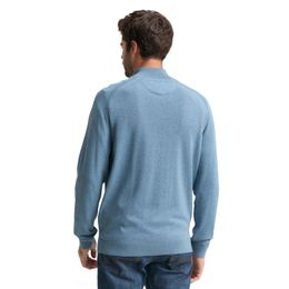 Tom Tailor Herren Troyerfaded blau melange, Gr. L, meliert, Strick, Obermaterial: 100% Baumwolle, Pullover, mit Logo Stickerei
