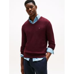Tommy Hilfiger Herren V-Ausschnitt-Pullover "PIMA ORG CTN CASHMERE V NECK"deep burgundy, Gr. S, Obermaterial: 92% Baumwolle, 8% Kaschmir, Pullover