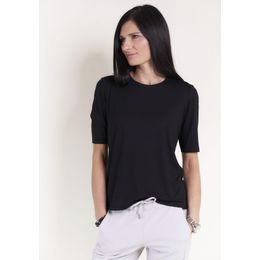 Seidel Moden Damen T-Shirt, schwarz, Basic, Gr. 44, unifarben, Jersey, Obermaterial: 96% Viskose, 4% Elasthan, Shirts, mit Rundhalsausschnitt, MADE
