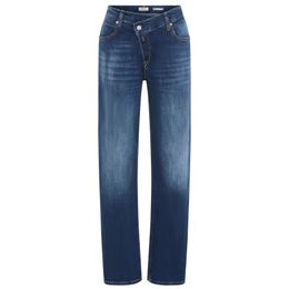 Replay Damen Weite Jeans "ZELMAA"dunkelblau, Gr. 31, Denim/Jeans, Obermaterial: 98% Baumwolle, 2% Elasthan, Jeans, mit asymmetrischem Verschluss