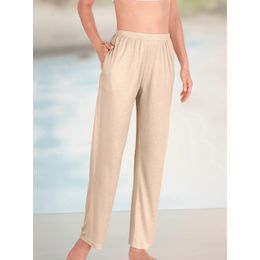 Damen Relaxhose, beige, Gr. 38, unifarben, 70% Viskose, 30% Polyester, Hosen