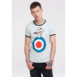 logoshirt Herren T-Shirt "Peanuts - Snoopy Pilot", blau, Gr. L, bedruckt, 100% Baumwolle, Shirts, mit lizenziertem Print