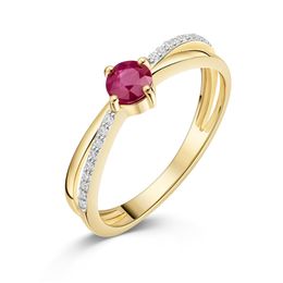 Firetti Damen Fingerring "Schmuck Geschenk Gold 333 Damenring Ring", 52, Gelbgold 333, 2mmgelbgoldfarben, wei&szlig;goldfarben, rot, kristallwei&szlig;, Gelbgold