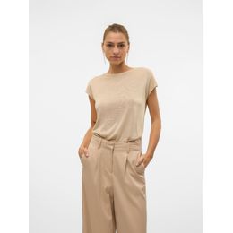 V&eacute;ro Moda VERO MODA Damen Kurzarmshirt "VMSARAH AVA SS TOP JRS GA NOOS"silber mink detail:gold lurex, Gr. M, gl&auml;nzend, Jersey, Obermaterial: 75% Viskose, 15%