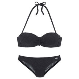 Buffalo Damen B&uuml;gel-Bandeau-Bikini "Romance", schwarz, Gr. 36, strukturiert, unifarben, Polyamid, Bikini-Sets, aus Strukturware