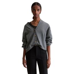Marc O'Polo Damen Cardigan "relaxed fit aus Soft Cotton Stretch"asphalt melange, Gr. M, MARC O'POLO DENIM, Strick, Obermaterial: 58% Baumwolle, 25% Polyamid, 17%