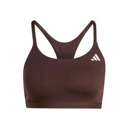 adidas Performance Sport-BH 'OPT ESS' Damen Gr&ouml;&szlig;e S kastanienbraun / wei&szlig;