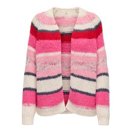 Only Damen Strickjacke "ONLALYSSA LIFE LS OPEN CARDIGAN CC KNT"birch stripes:sea pink, ombre blau, salsa, knockout, Gr. M, gestreift, Strick,
