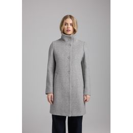 Manisa Damen Wollmantel, silber, Gr. 50, unifarben, Web, Obermaterial: 50% Wolle, 50% Polyester. Futter: 100% Polyester, M&auml;ntel, mit Stehkragen