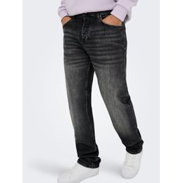 Only & Sons ONLY & SONS Herren Straight-Jeans "ONSEDGE PERFORMANCE LB 3816 DOT DNM NOOS"washed schwarz, Gr. 36, Abriebeffekte, Denim/Jeans, Obermaterial: 99%