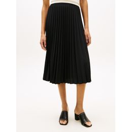 Tommy Hilfiger Damen Plisseerock "FLUID PLEATED PULL ON MIDI SKIRT", schwarz, Gr. 34, unifarben, Web, Obermaterial: 100% Polyester, R&ouml;cke