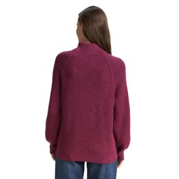 Tom Tailor Damen Strickpulloverrot rib structure, Gr. L, Strukturmuster, Rippstrick, Obermaterial: 65% Baumwolle, 30% Polyamid, 5% Wolle, Pullover,