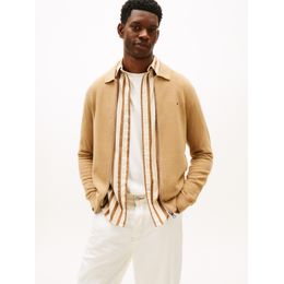 Tommy Hilfiger Herren Cardigan "SEASONAL STRUCTURE", beige, Gr. L, Strick, Obermaterial: 100% Baumwolle, Strickjacken, strukturiert, mit Polokragen,