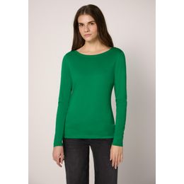 Damen Langarmshirt, gr&uuml;n, Gr. 42, STREET ONE STUDIO, unifarben, Web, 50% Modal, 50% Baumwolle, Shirts, mit U-Boot-Ausschnitt