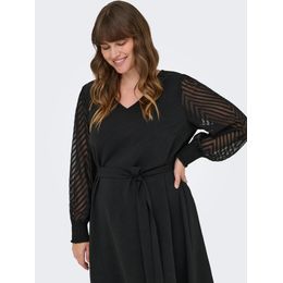 Only CARMAKOMA Damen Midikleid "CARMETTA LIFE LS KNEE DRESS WVN"schwarz, Gr. 42, unifarben, Web, Obermaterial: 100% Polyester, Kleider, Sommerkleid