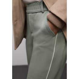 Street One Damen Stoffhose "Style Bonny Piqu&eacute;", gr&uuml;n, Gr. 38, unifarben mit Farbeinsatz, Web, Obermaterial: 50% Polyester, 46% Baumwolle, 4%