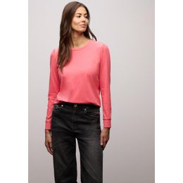 Street One Damen Langarmshirt, pink, Gr. 38, unifarben, Jersey, Obermaterial: 95% Baumwolle, 5% Elasthan, Shirts, mit Raffung an der Schulter