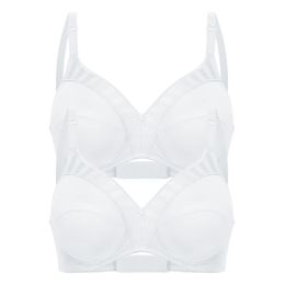 Felina Damen B&uuml;gelloser BH "2er Pack BH ohne B&uuml;gel Weftloc", Gr. 100, wei&szlig;, Obermaterial: 75% Polyamid PA. 25% Elasthan EL., BHs