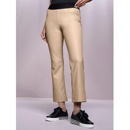 Heine Damen Lederimitathose, beige, Gr. 46, unifarben, 100% Polyester, Hosen
