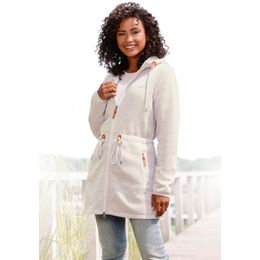 Lascana Damen Strickfleecejacke, beige, Gr. 40, unifarben, Strick, Obermaterial: 100% Polyester, Jacken, mit Kapuze