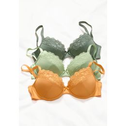 Petite Fleur Damen Push-up-BH, Gr. 70, bunt, Spitze, Obermaterial: 59% Polyester, 19% Baumwolle, 11% Elasthan, 11% Polyamid, BHs, mit B&uuml;gel im